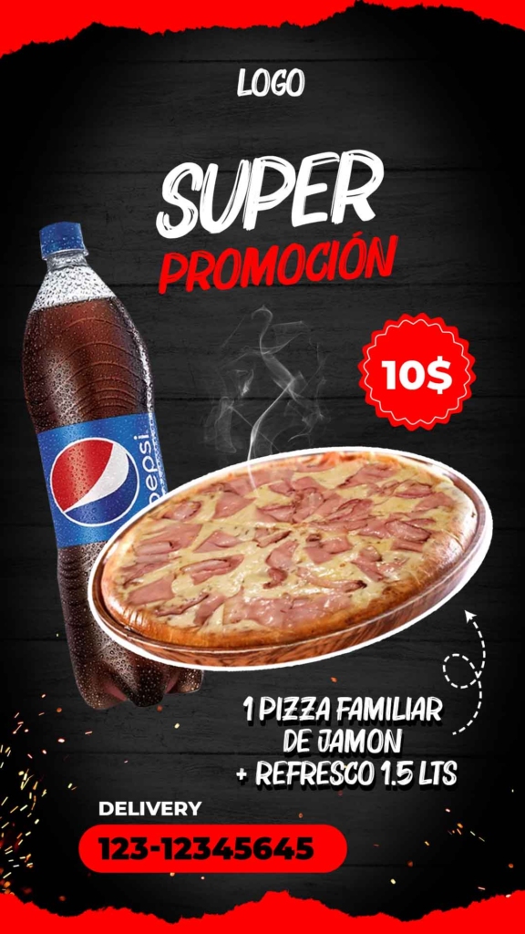 Plantilla Editable Promo Pizza | Diseña Promociones Profesionales