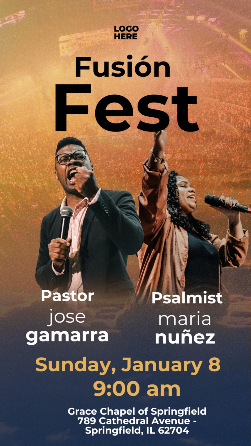 Flyer Fusion Fest Editable en Canva | Descarga Plantilla Gratis