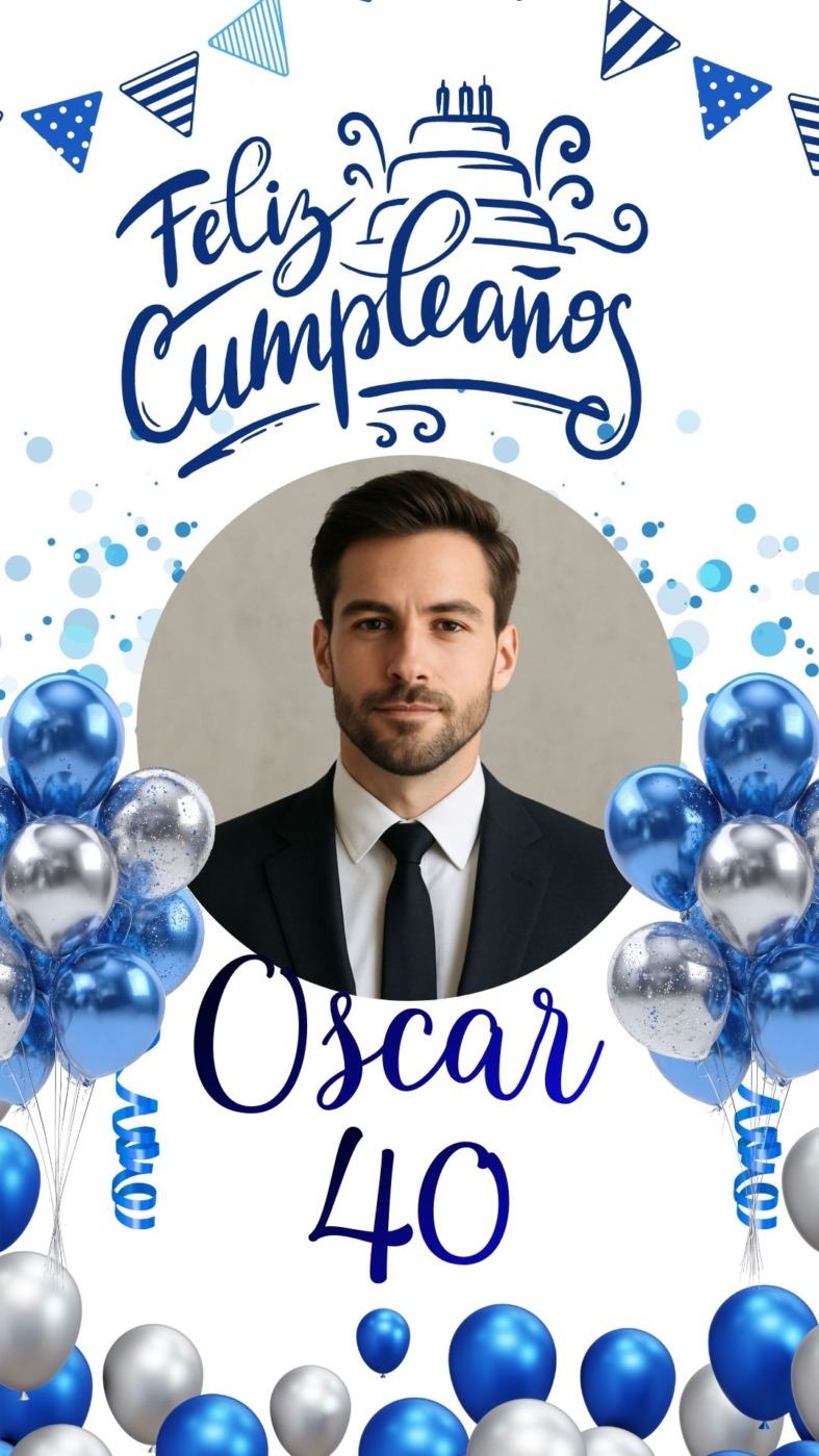 Tarjeta de cumpleaños sencilla color azul editable en canva